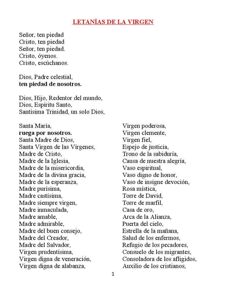 Letanías | PDF | María, madre de Jesús | Cristo (título)