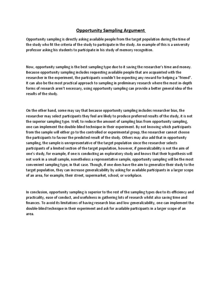 Opportunity Sampling Argument | Download Free PDF | Sampling ...