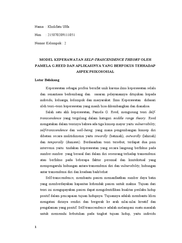 Kholifatu Ulfa-Kristen Swansoon - Essay Teori Keperawatan | PDF