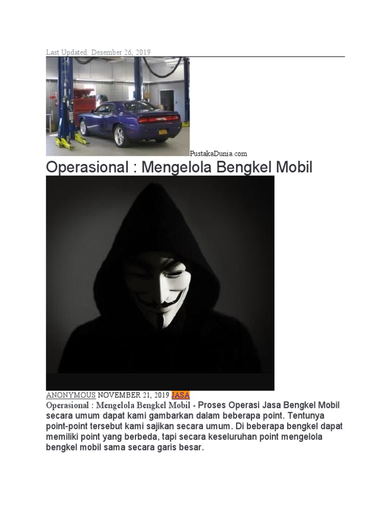 Operasional Dan Cara Mengelola Bengkel Mobil | PDF | Teknologi & Rekayasa