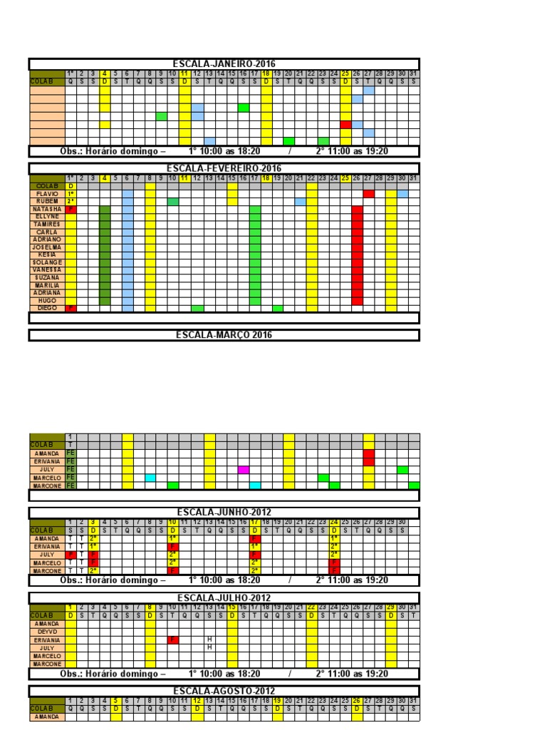 Escala Mensal Padrão | PDF