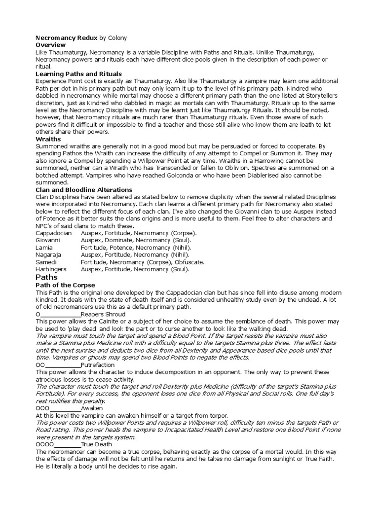 Vampire, Wraith - Necromancy Redux | PDF | Ghosts | Necromancy