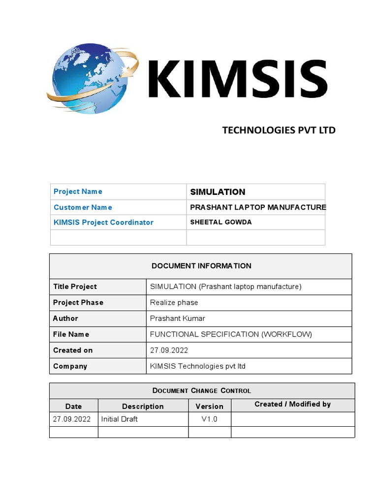 Functional Specification Workflow Pdf Specification Technical Standard Computer