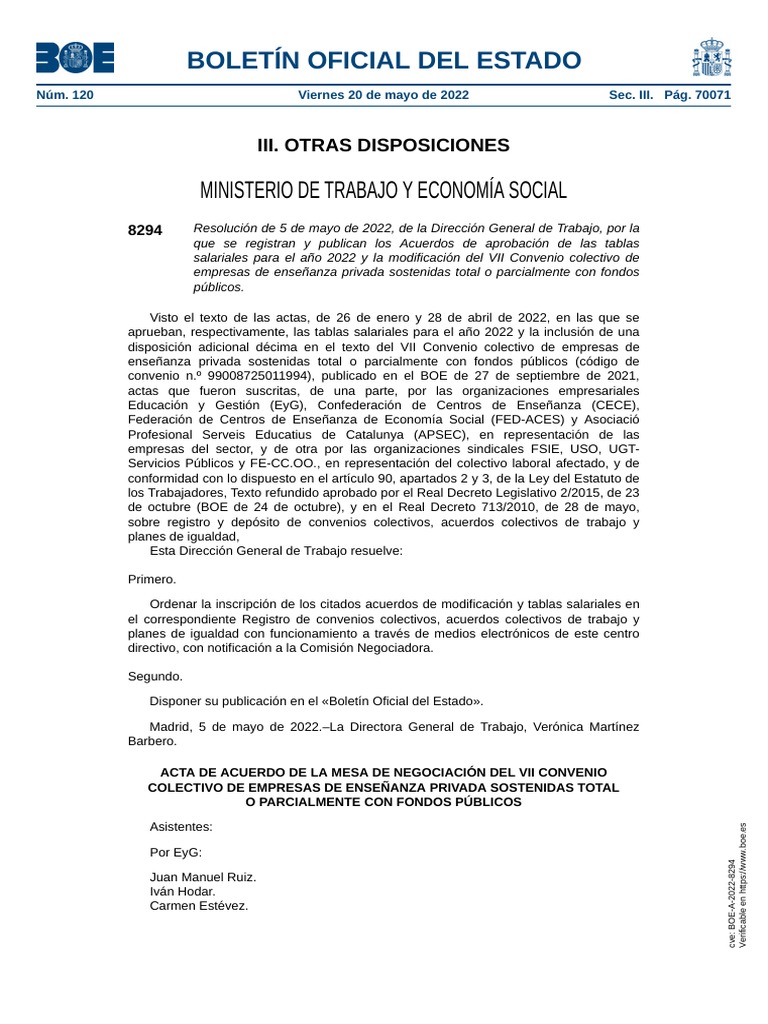 Boe A 2022 8294 | PDF | Salario | Maestros