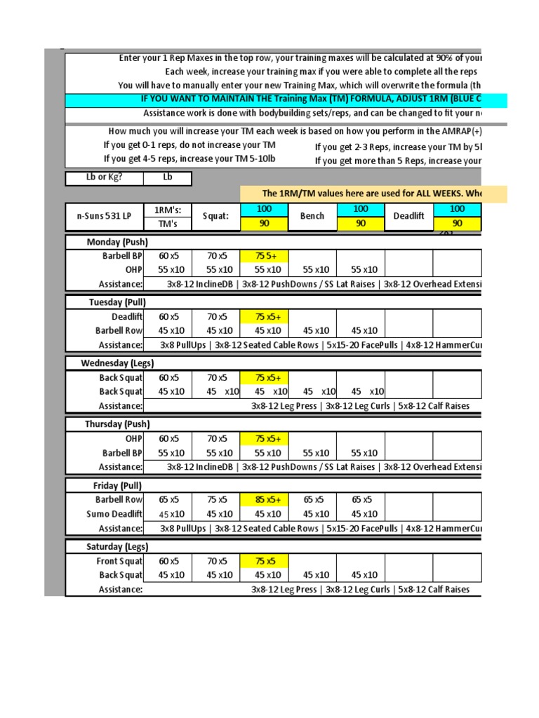 NSuns 5-3-1 LP PPL With BBB | Download Free PDF | Physical Exercise ...
