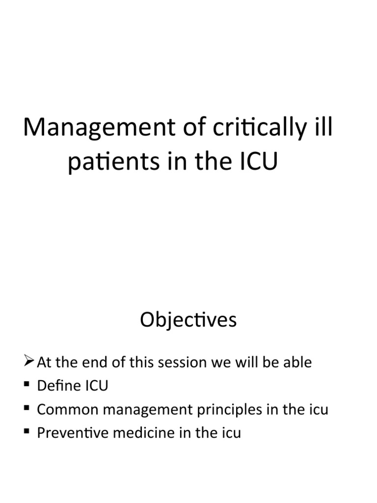 Management of Critically Ill Patients in The ICU | PDF ...