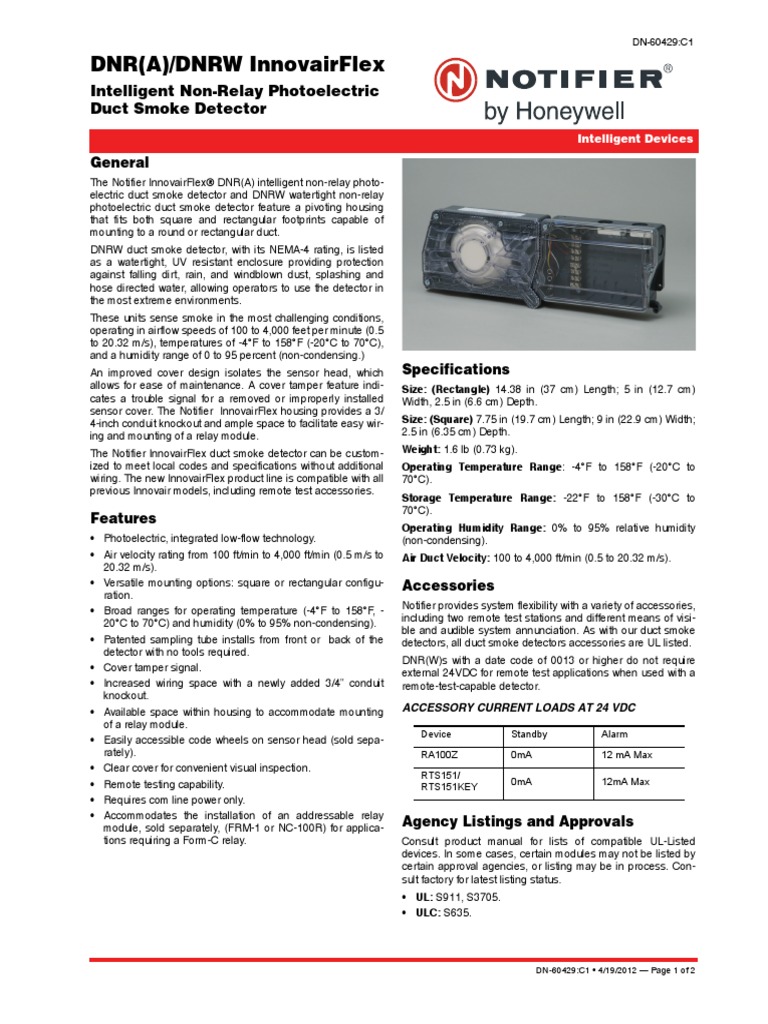 Gabinete Detector Ducto DNR - DST1,5 | PDF | Duct (Flow) | Sensor