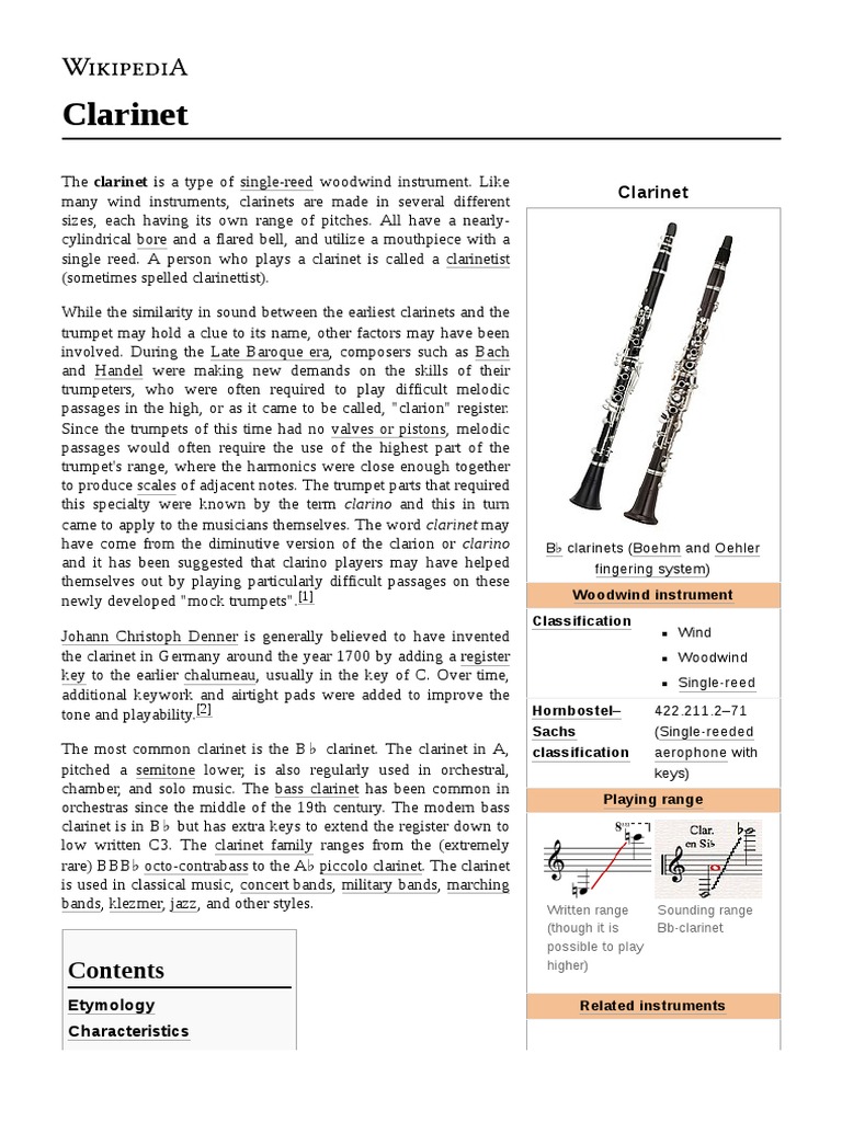Clarinet | PDF | Clarinet | Woodwind Instruments