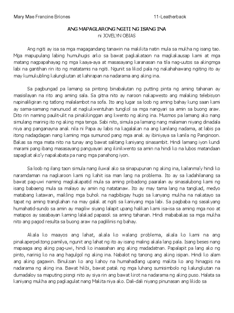 Tekstong Deskriptibo Story Review PDF | PDF