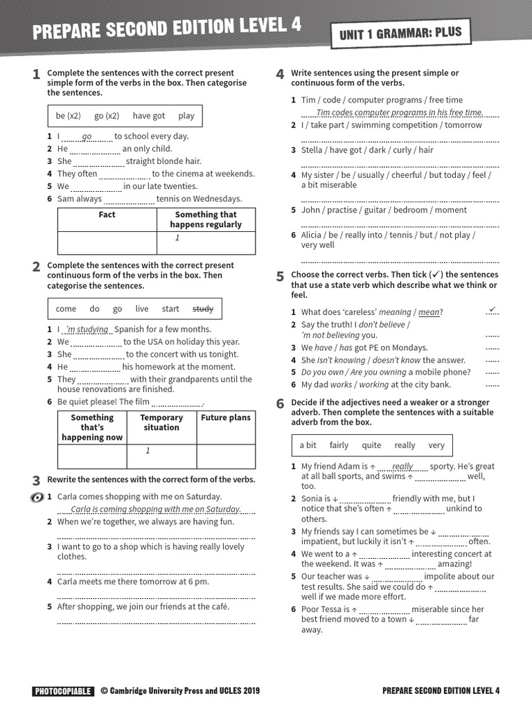 PREPARE 4 Grammar Plus Unit 01 | PDF | Linguistic Typology | Language ...