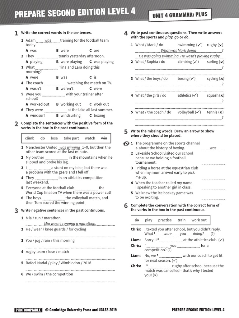 PREPARE 4 Grammar Plus Unit 04 | PDF | Sports | Hobbies