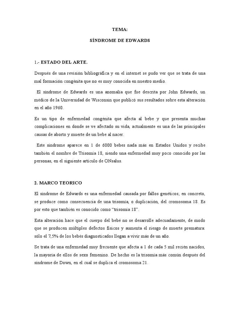 Sindrome de Edwards | PDF | Invalidez | Medicina CLINICA