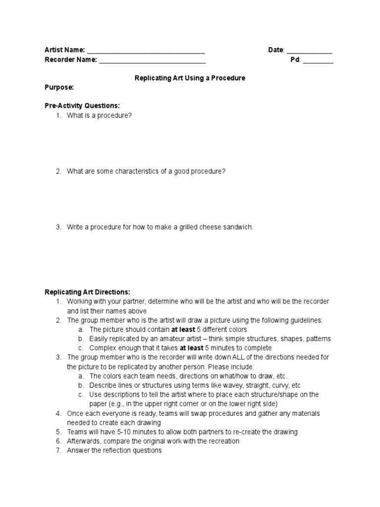 Art Replication Procedure Guide | PDF | Art