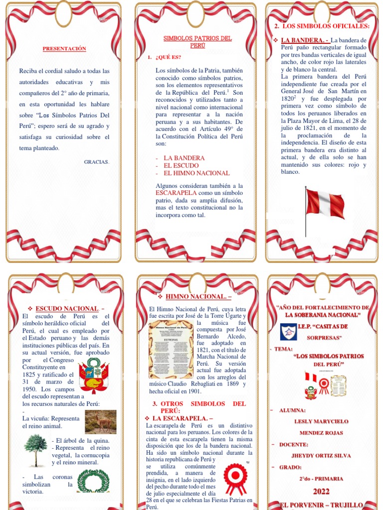 Triptico de Los Simbolos Patrios | PDF | Perú | Símbolos nacionales