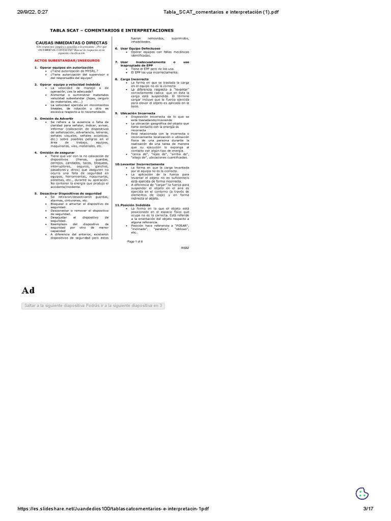 Tabla - SCAT - Comentarios e Interpretación | PDF