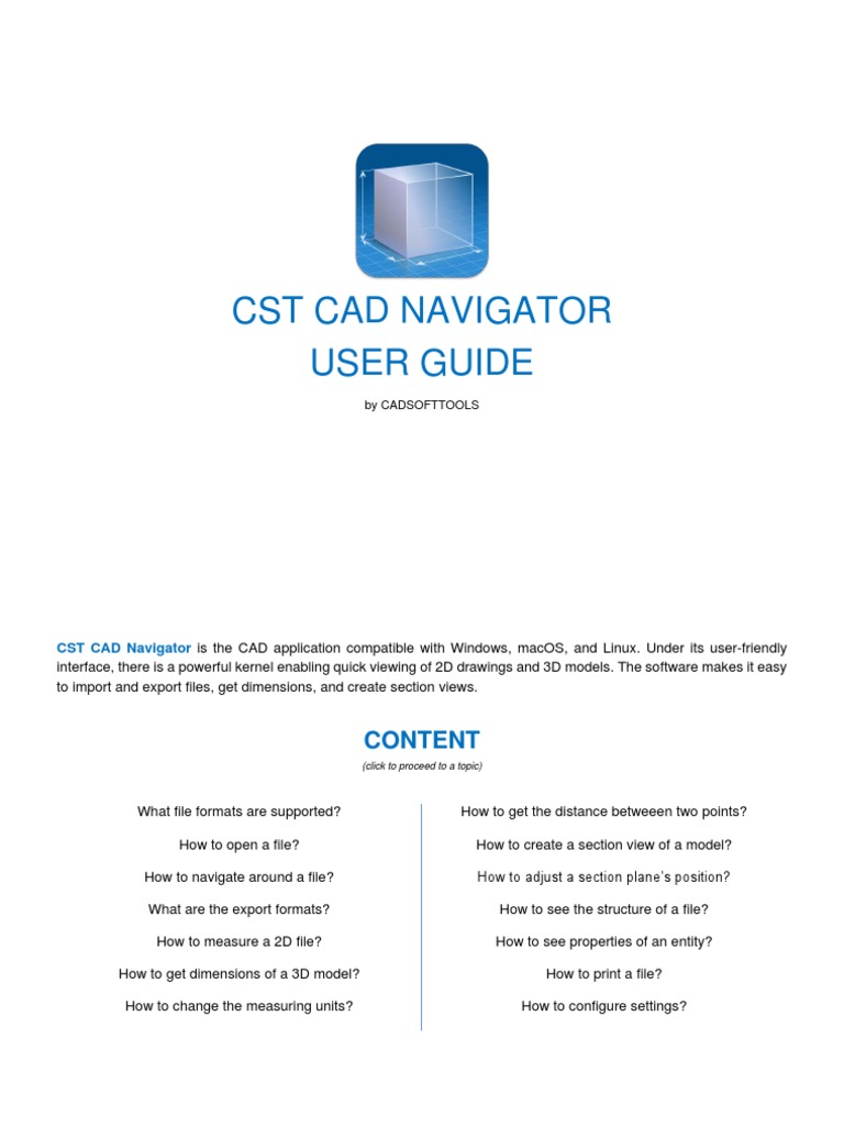 Cst Cad Navigator User Guide Pdf 3 D Computer Graphics Computer