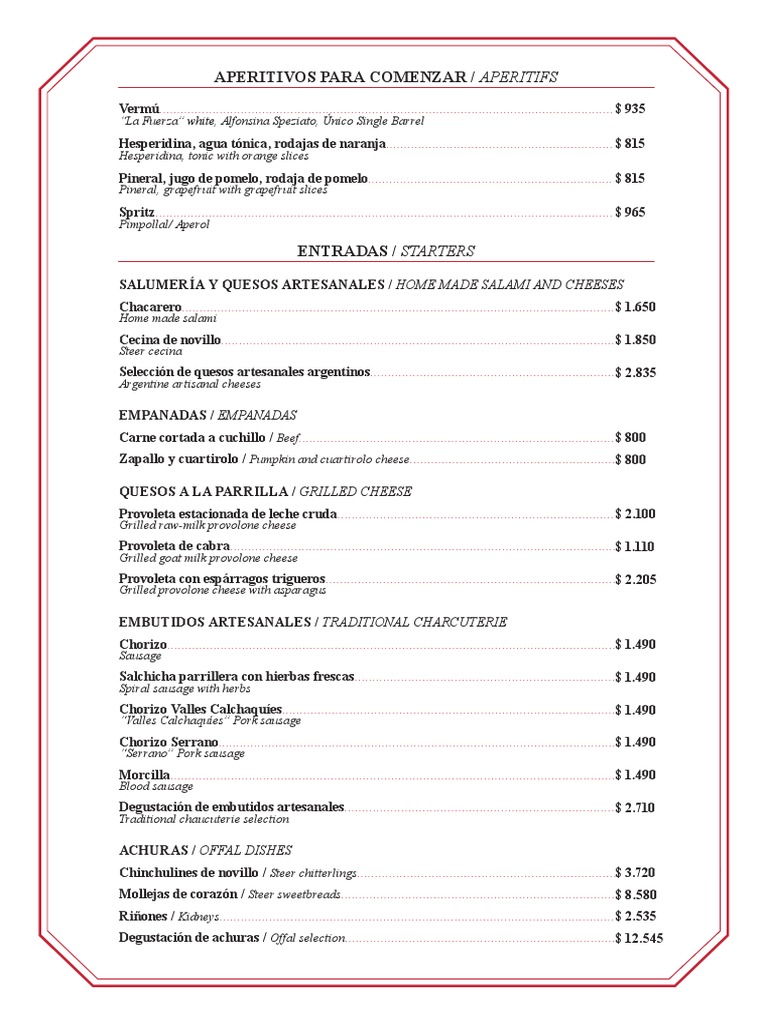 Don Julio MENU 16-09 | PDF | Alimentos | Comida y bebida