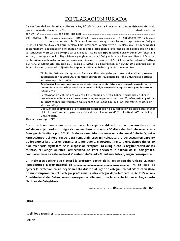 Declaracion Jurada | PDF | Perú | Justicia