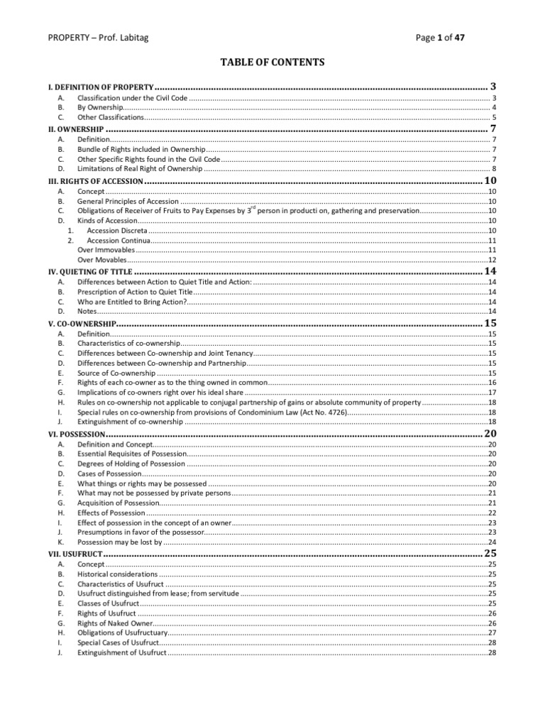 Labitag Course Outline | PDF | Possession (Law) | Title (Property)
