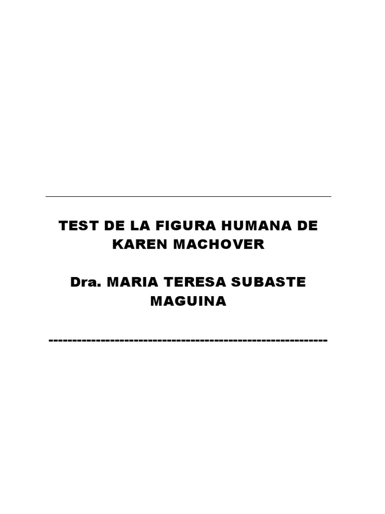 Manual Del Test Machover | PDF | Hombre | Masculinidad
