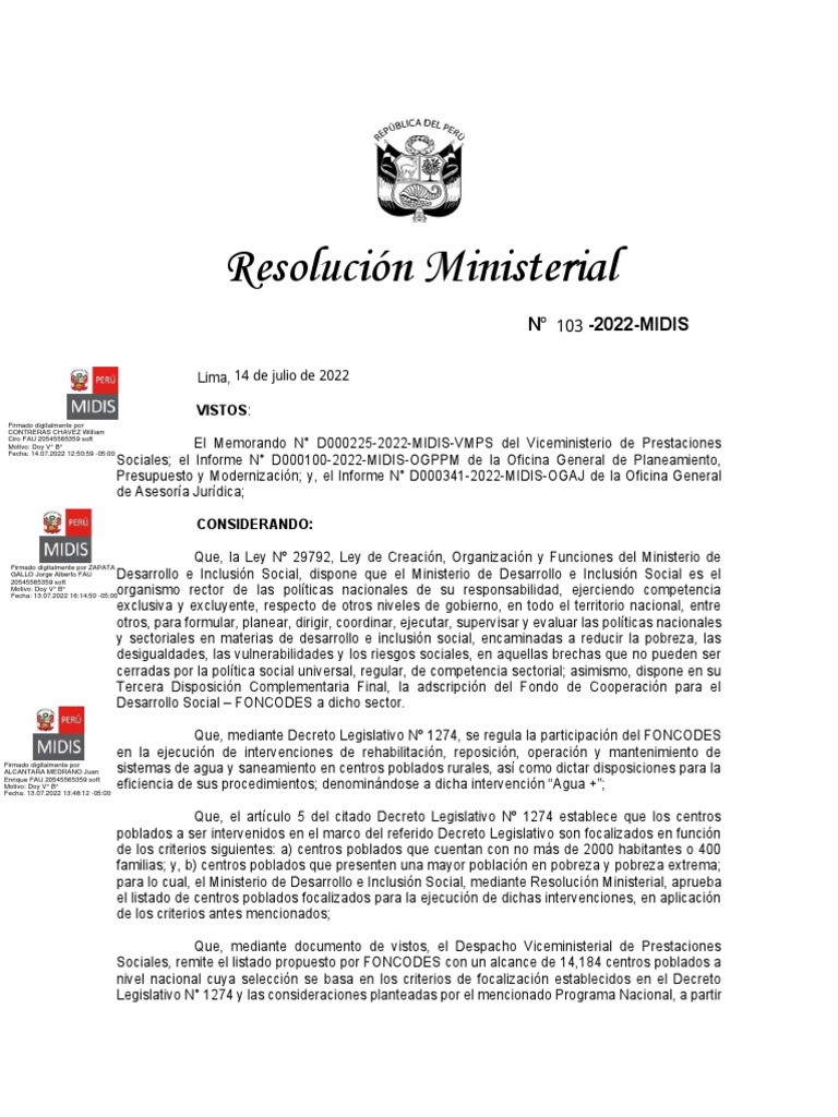 RM 103 Centros Poblados PDF | PDF | Ciencias Políticas