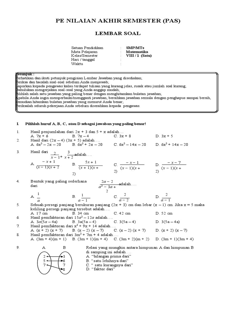 Soal Matematika 8-Dikonversi | PDF