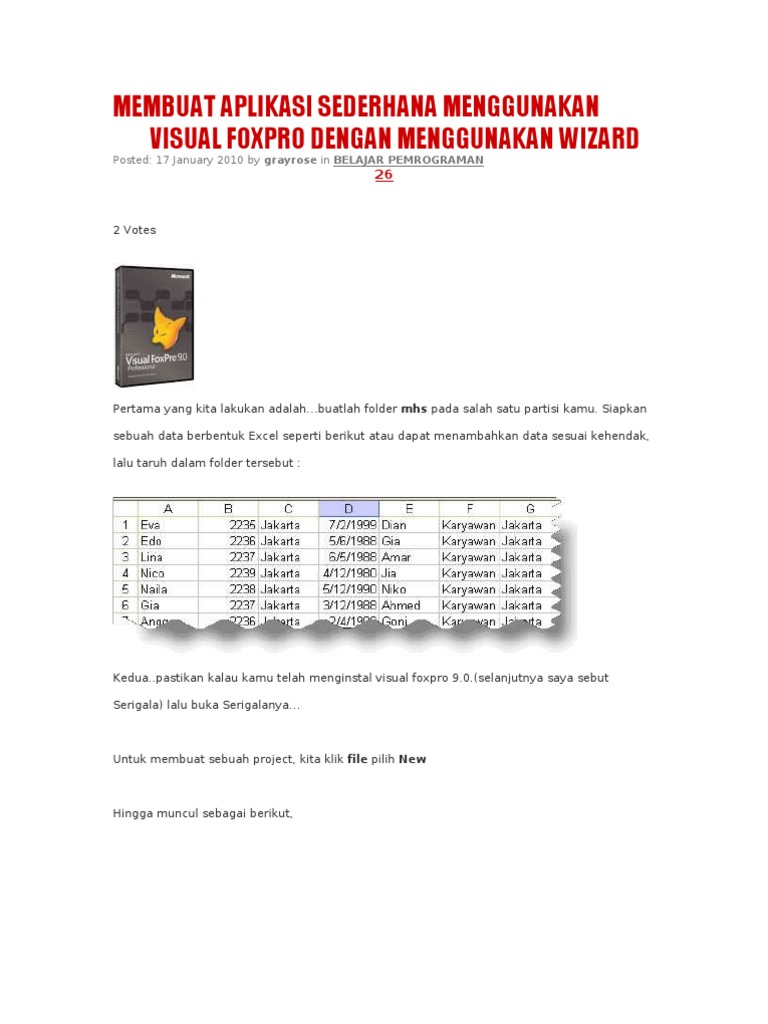 Membuat Aplikasi Sederhana Menggunakan Visual Foxpro 9 | PDF