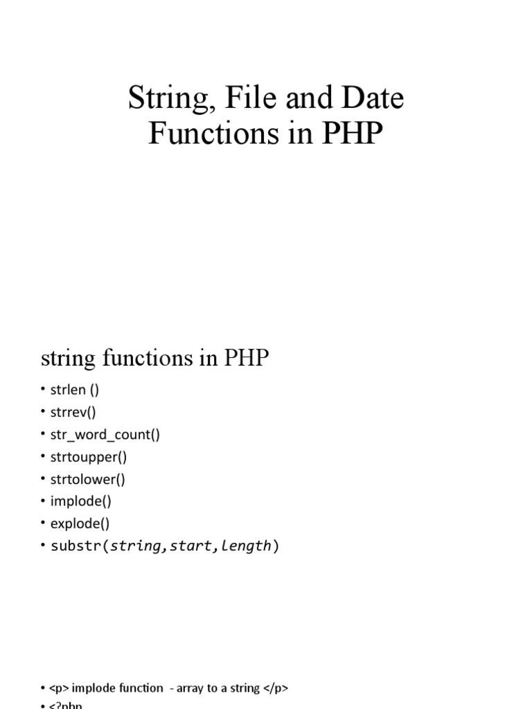 String Functions In Php Pdf Php String Computer Science 4169