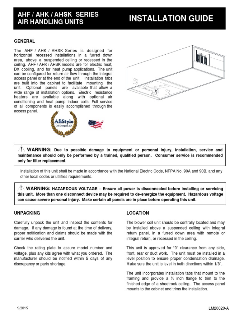 LM20020 A AHF AHK Installation Instructions 02 15 | PDF | Thermostat ...