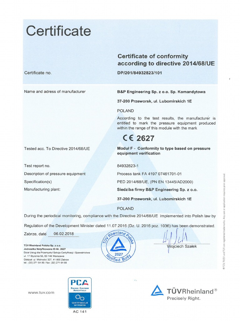 Certificate of Conformity | PDF