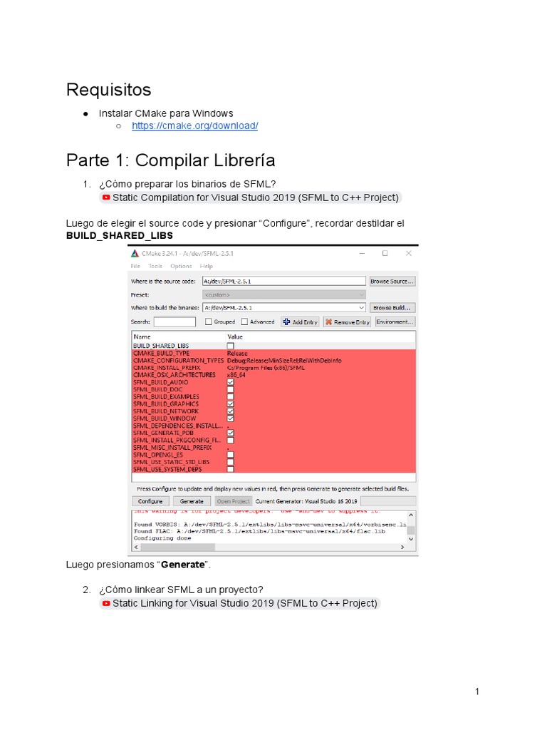 CMake + SFML + Visual Studio (Windows) | PDF
