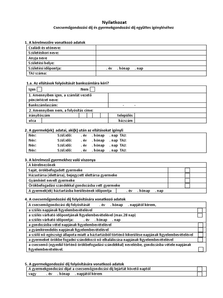 Nyilatkozat Csed Gyed Egyuttes 2 | PDF