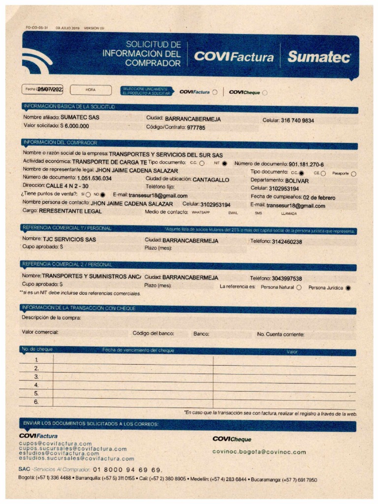 Formulario Sumatec | PDF