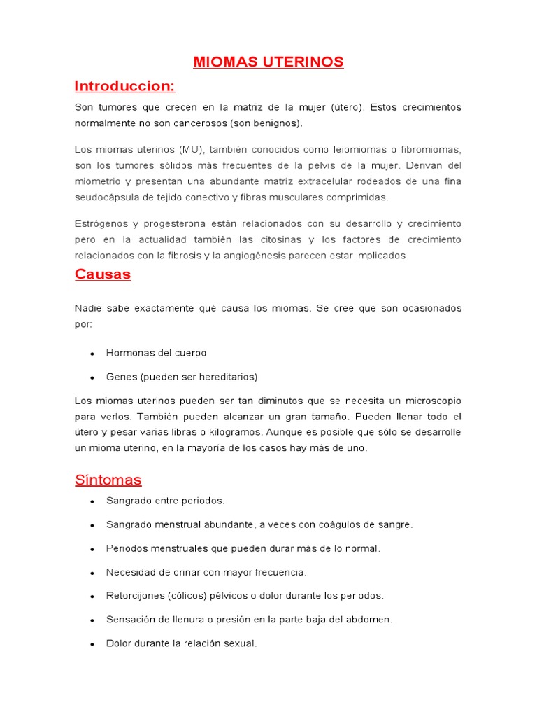 Miomas Uterinos | PDF | El embarazo | Ciclo menstrual