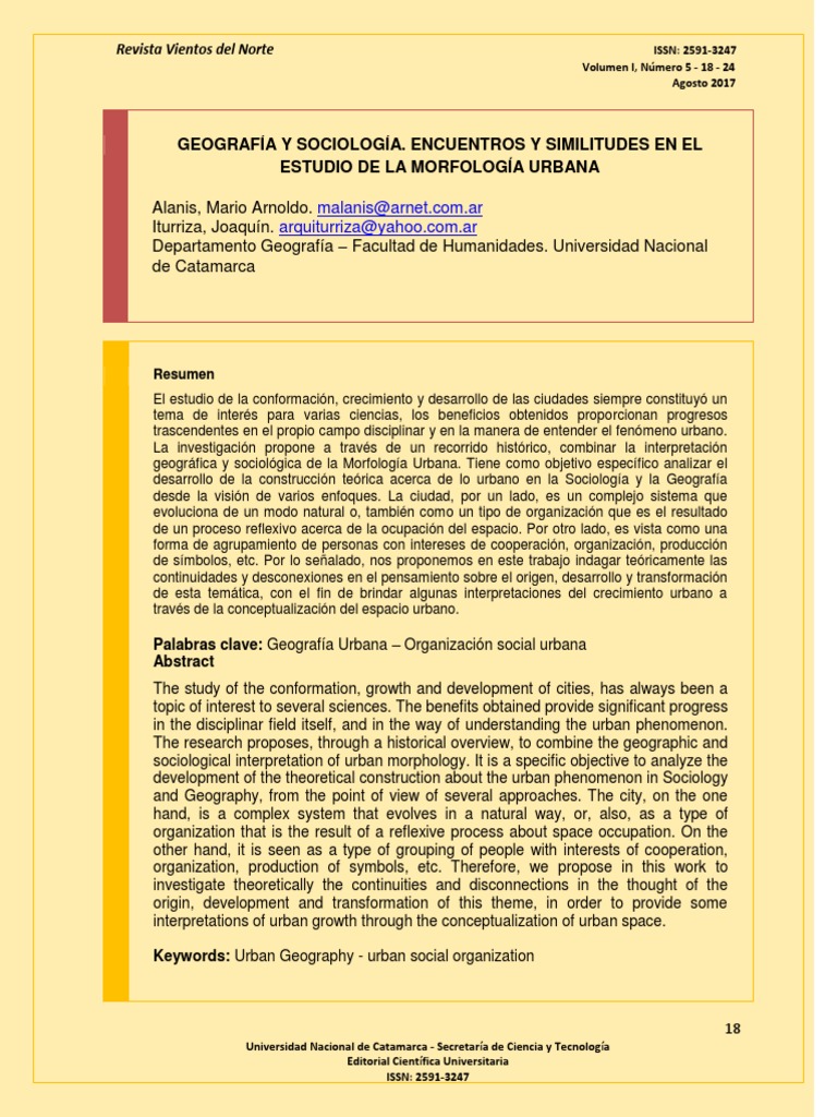 ALANIS, M. e ITURRIZA, J. (2017) Geografía y Sociología. Encuentros y Similitudes en El Estudio ...