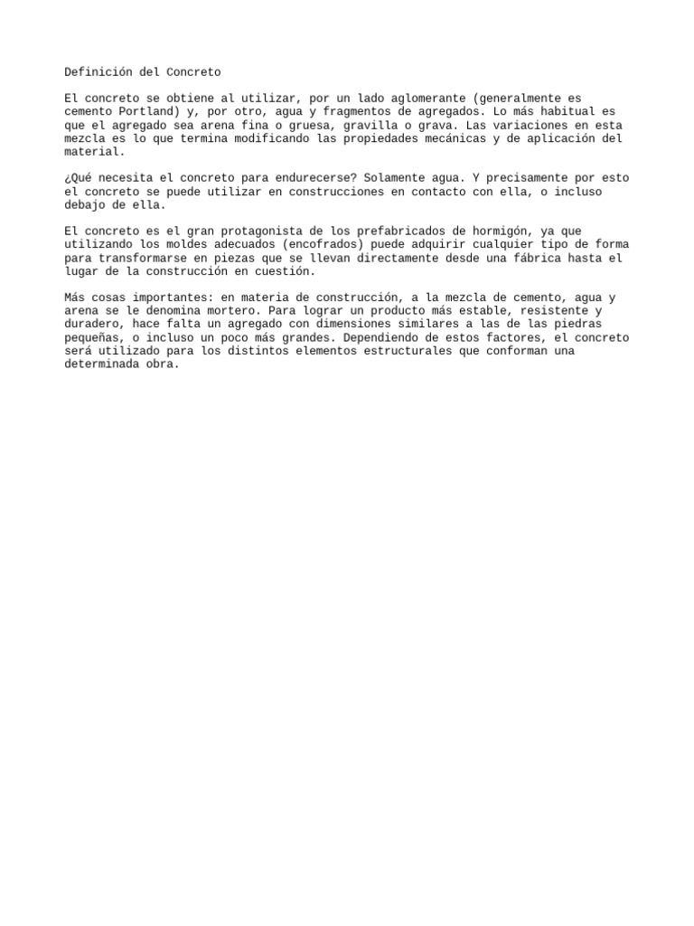 Definición Del Concreto | PDF