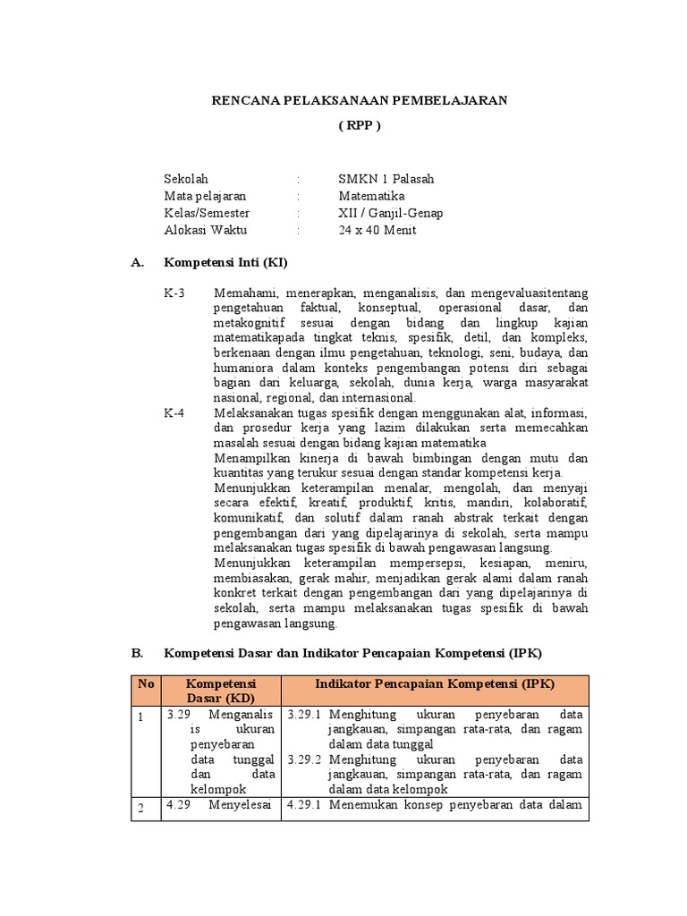 RPP Ukuran Penyebaran Data | PDF