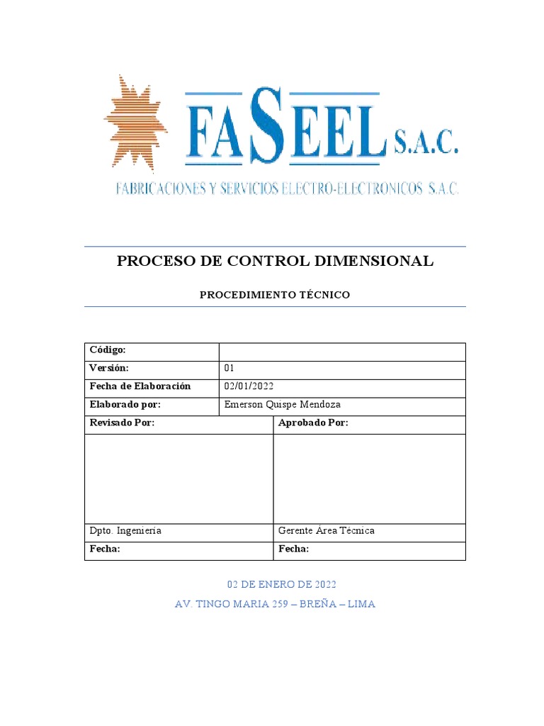 Procedimiento de Control Dimensional | PDF | Tolerancia de ingeniería | Mecanizado