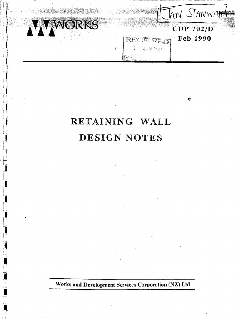 (1990) WORKS. Retaining Walls Design Notes | PDF