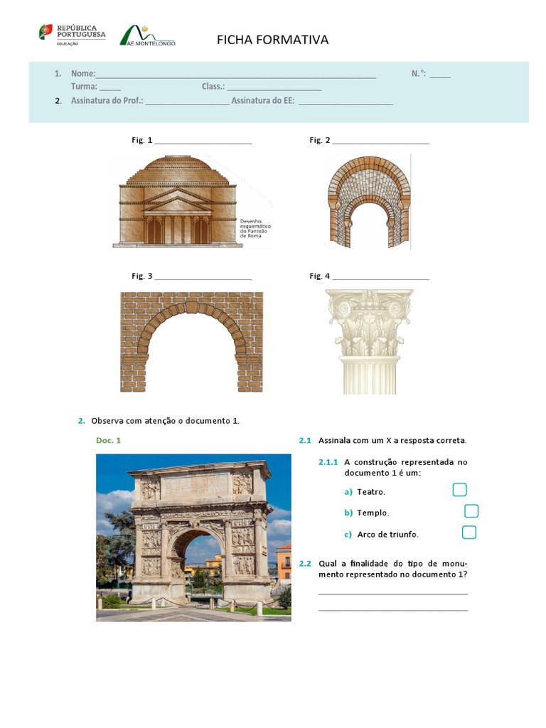 Ficha Formativa 7ºano | PDF | Império Romano | Roma Antiga