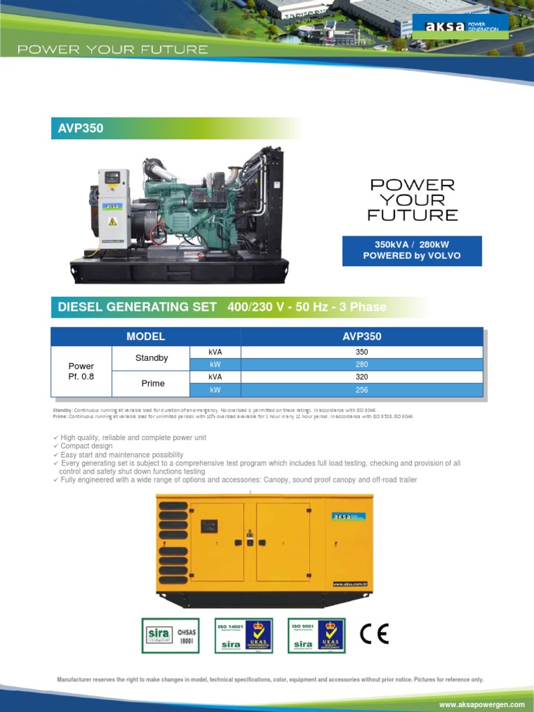 Aksa Avp350 | PDF | Mains Electricity | Electric Generator