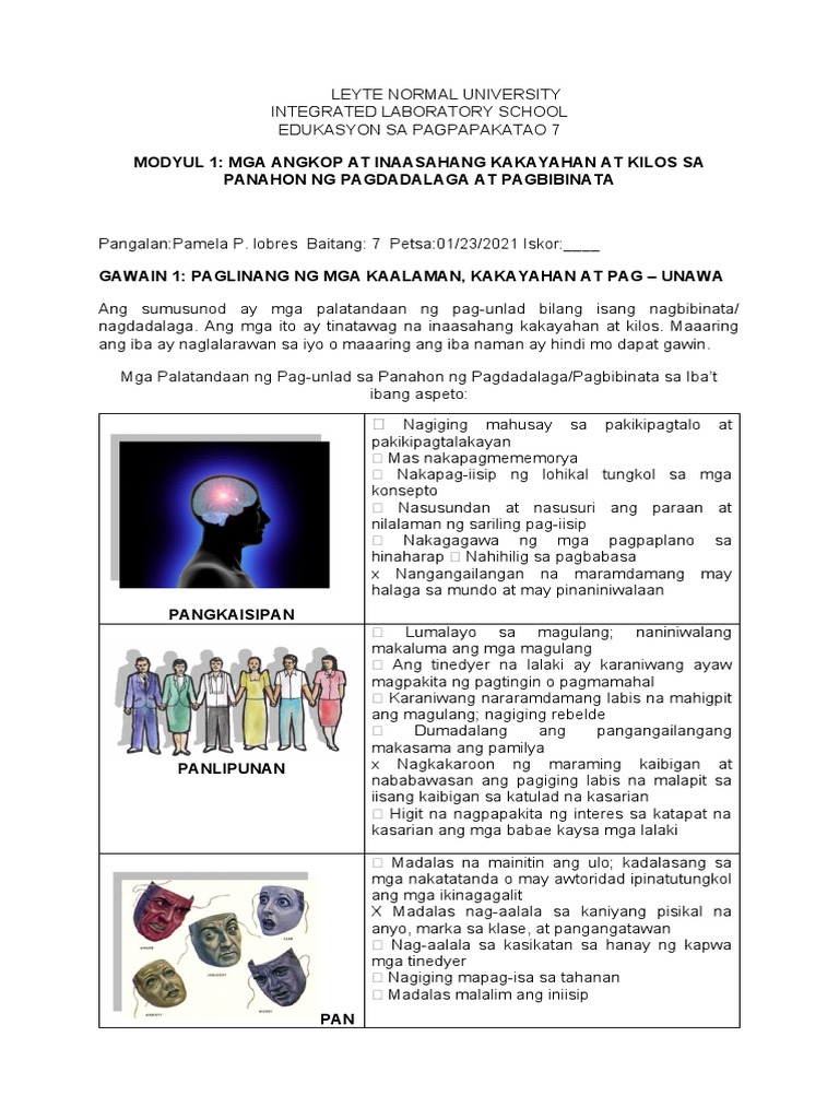 Gawain 1 - Paglinang NG Mga Kaalaman, Kakayahan at Pag Unawa | PDF