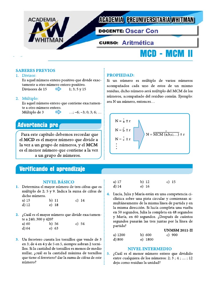 MCD y MCM Ii Final | PDF
