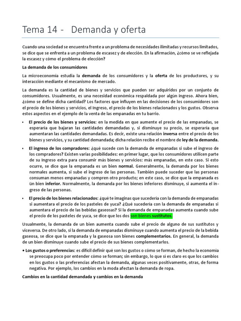 Tema 14 - Demanda y Oferta Decimo 2019 | PDF | Oferta y demanda | Oferta (economía)