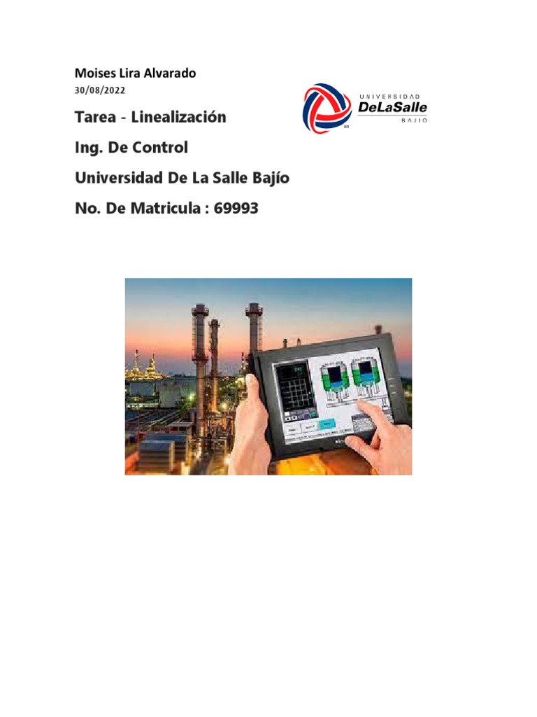 Tarea Ing de Control LINEALIZACION | PDF | Función (Matemáticas) | Matemáticas