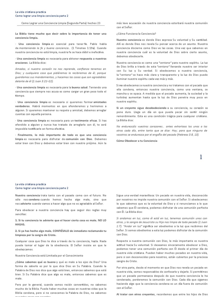 Como Lograr Una Conciencia Limpia Parte 2 | PDF | Pecado | eucaristía