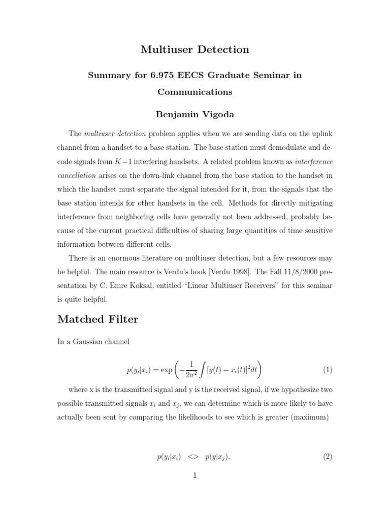 Iterative Multiuser Detection Vigoda Summary Pdf Code Division Multiple Access Forward