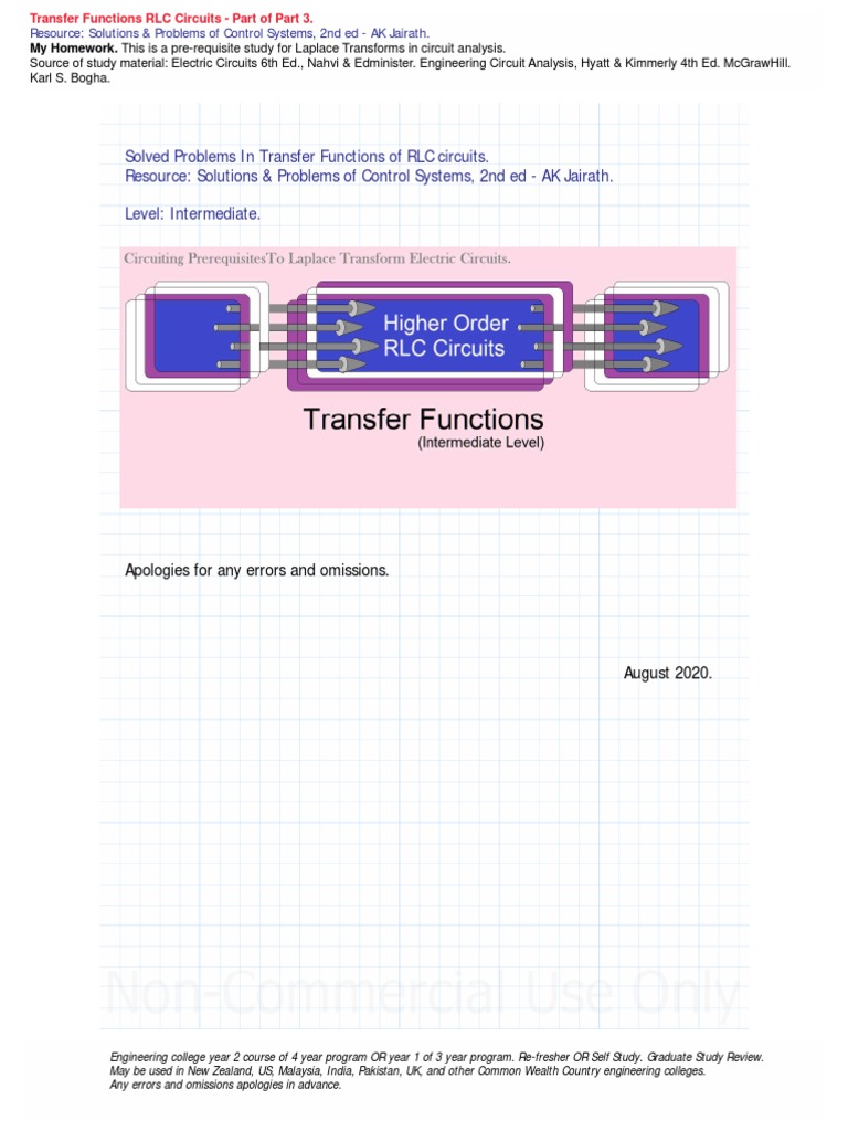 Transfer Functions of RLC Circuits Solve | PDF | Electrical Network ... Transfer Functions of RLC Circuits Solve | PDF | Electrical Network ...