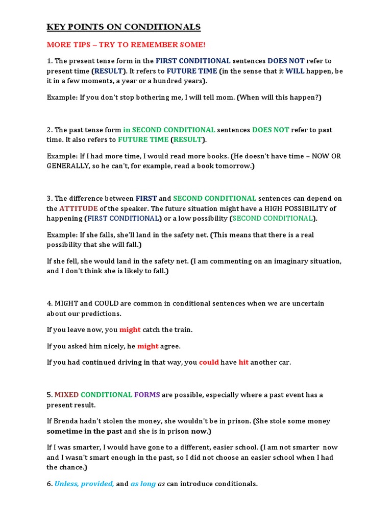 Key Points On Conditionals | PDF | Language Arts & Discipline | Self ...