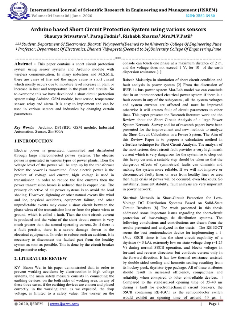 Arduino Based Short Circuit Protection S | PDF | Electric Power ...